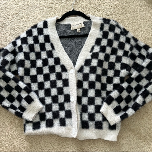 INDUSTRY | Sweaters | Industry Black White Checkered Sweater Lg | Poshmark